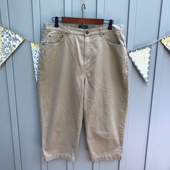 Lauren Ralph Lauren | Pants & Jumpsuits | Lauren Ralph Lauren Khaki Denim Capris Pants 4w | Poshmark